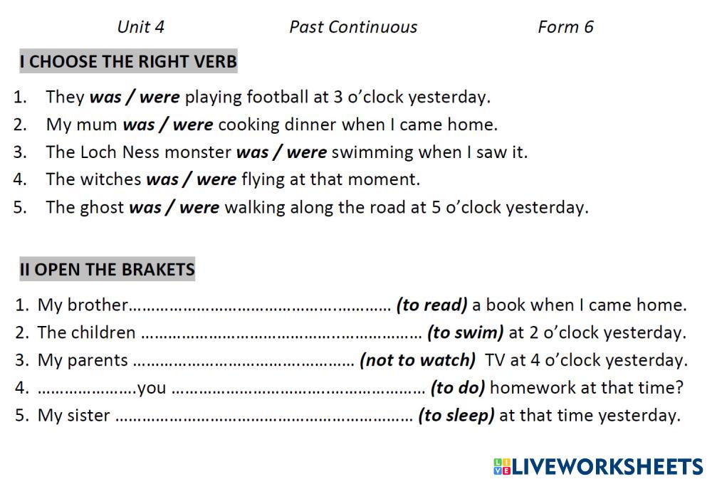 Past Continuous 1 | Live Worksheets