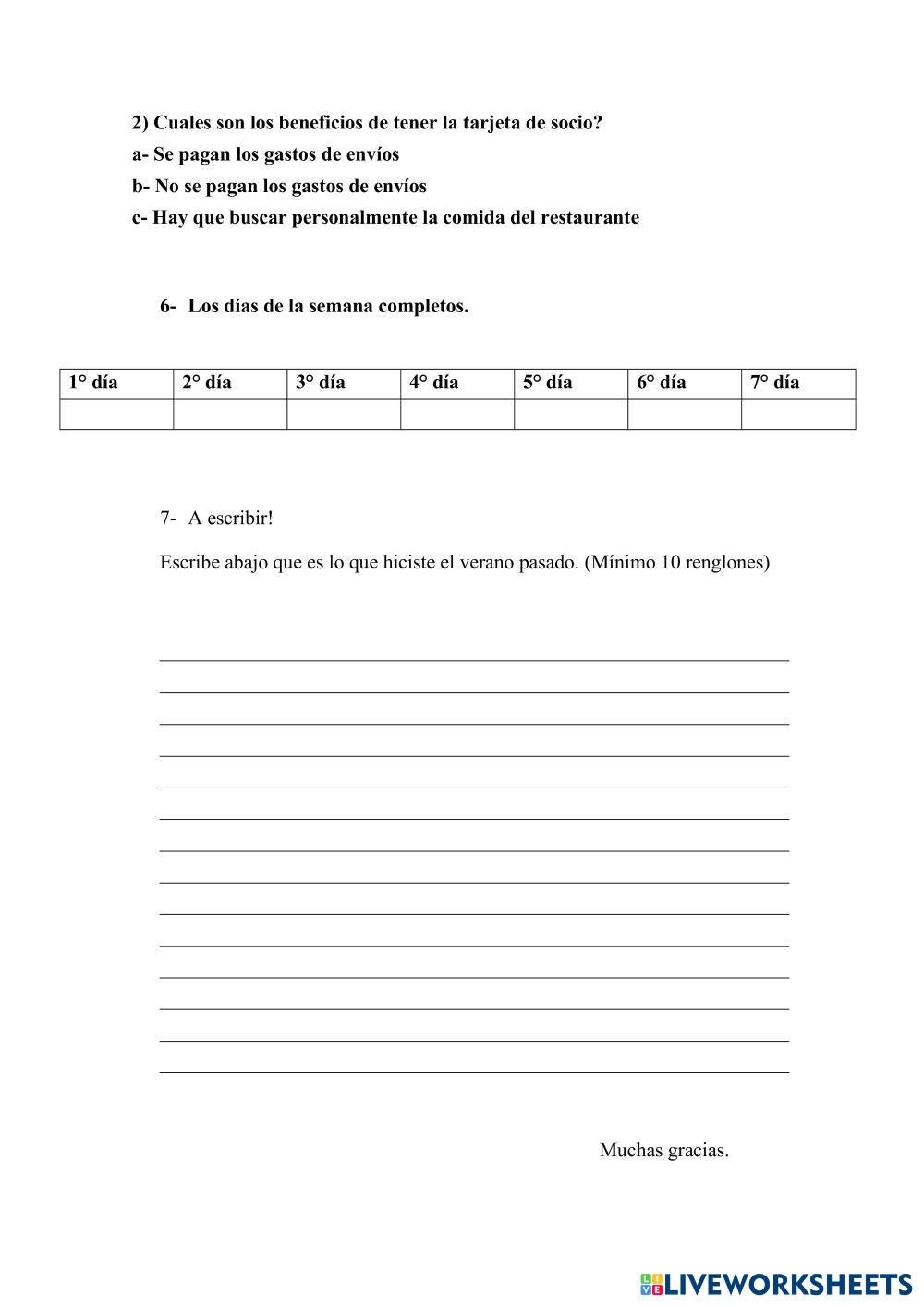 Prueba español … | Free Interactive Worksheets | 7428087
