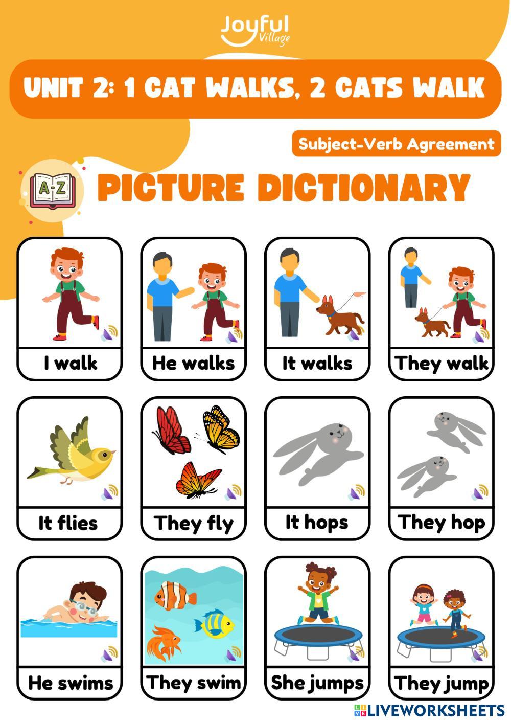 7430910 | Unit 2: 1 cat walks, 2 cats walk! | Joyful