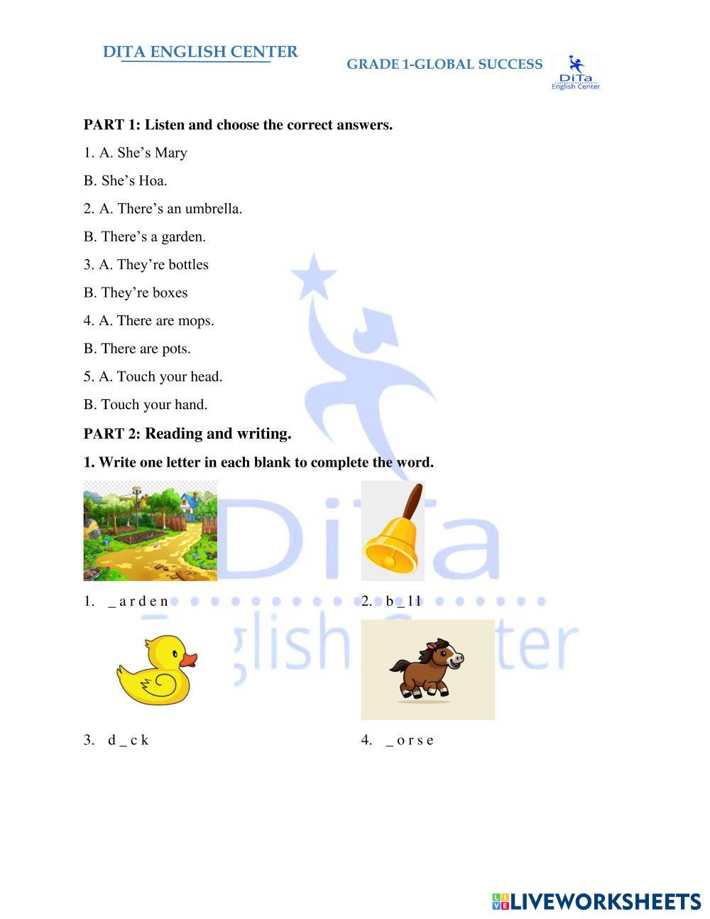 7432106 | GRADE 1 (GLOBAL) | Nguyễn Thị Thanh Hằng