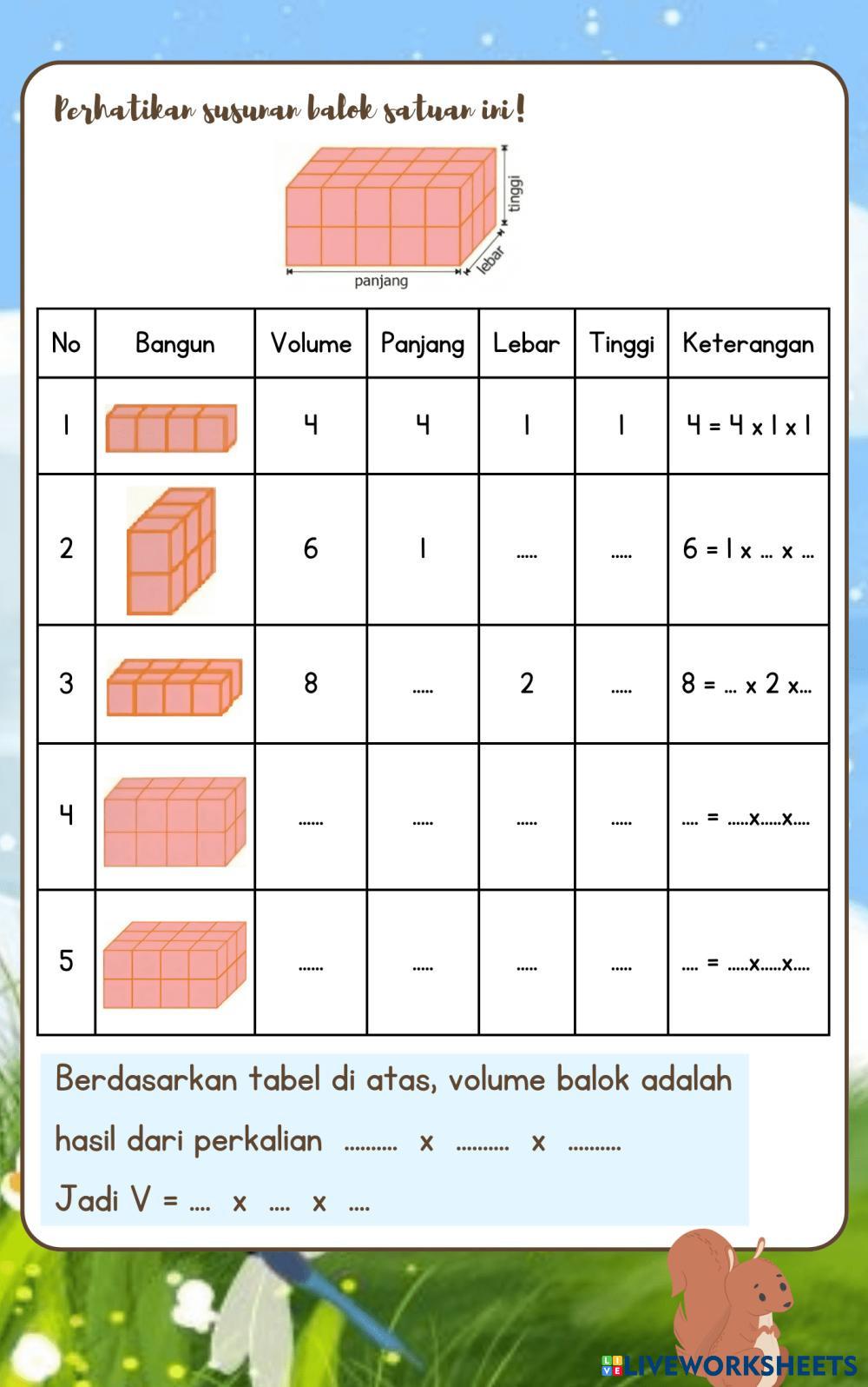 LKPD Matematika Volume Balok dan Kubus | Live Worksheets