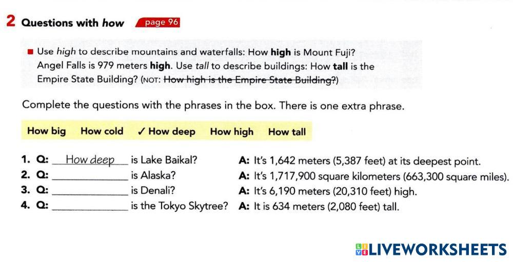 Questions with how - Interchange beginner book 1 | Live Worksheets