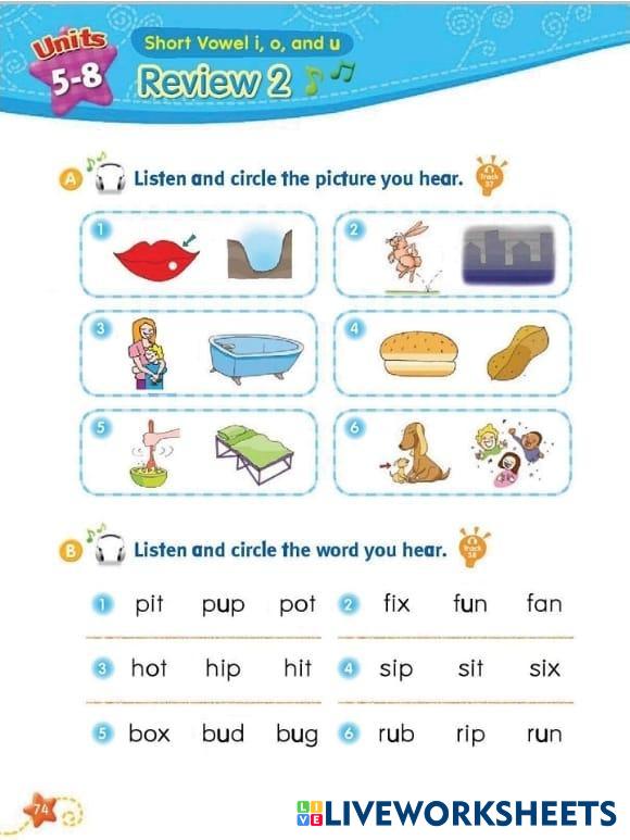 sounds great 2 units 4-8 review | Live Worksheets