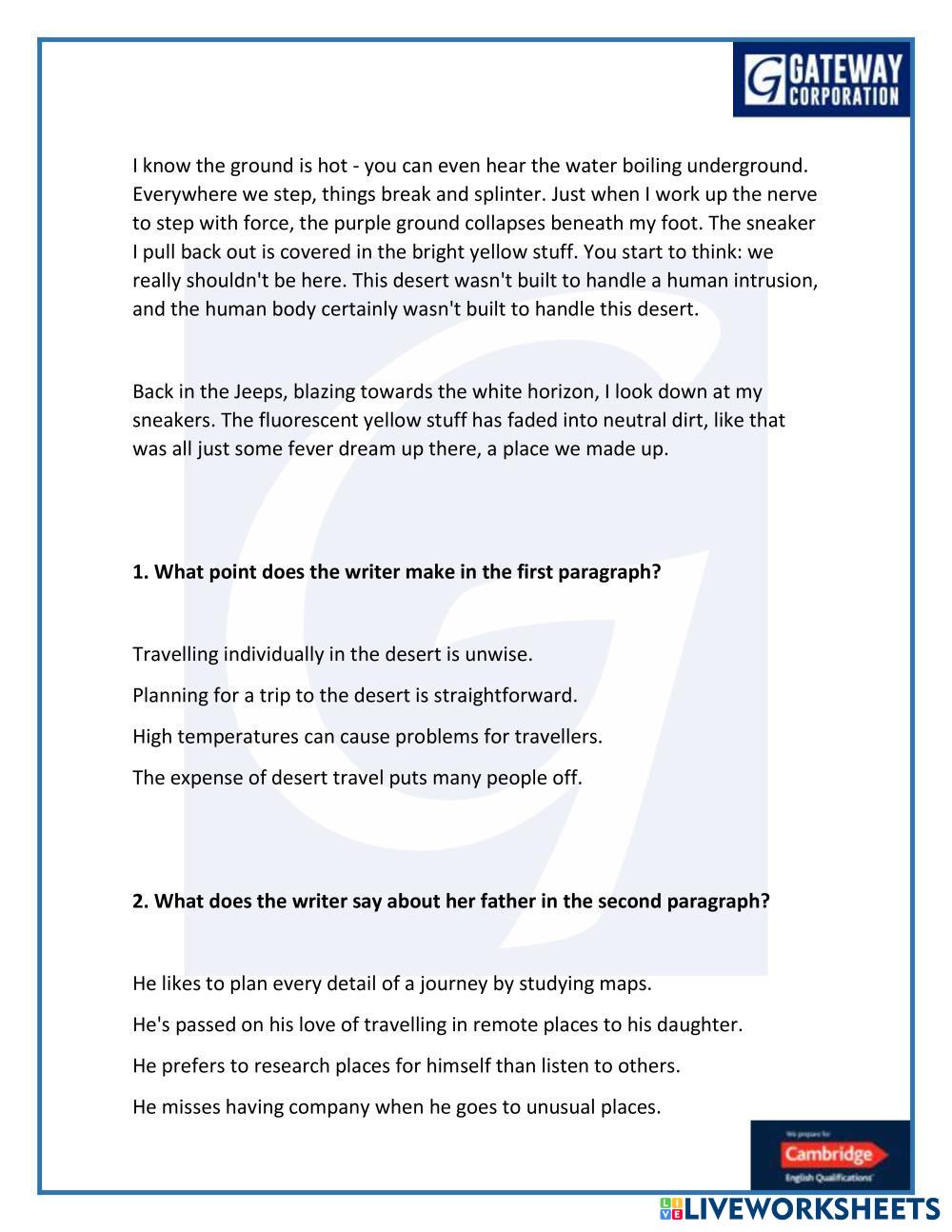 7437950 | CAMBRIDGE FCE – B2 - READING – PART 5