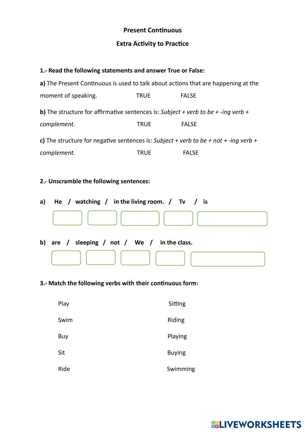 Present Continuous | Live Worksheets