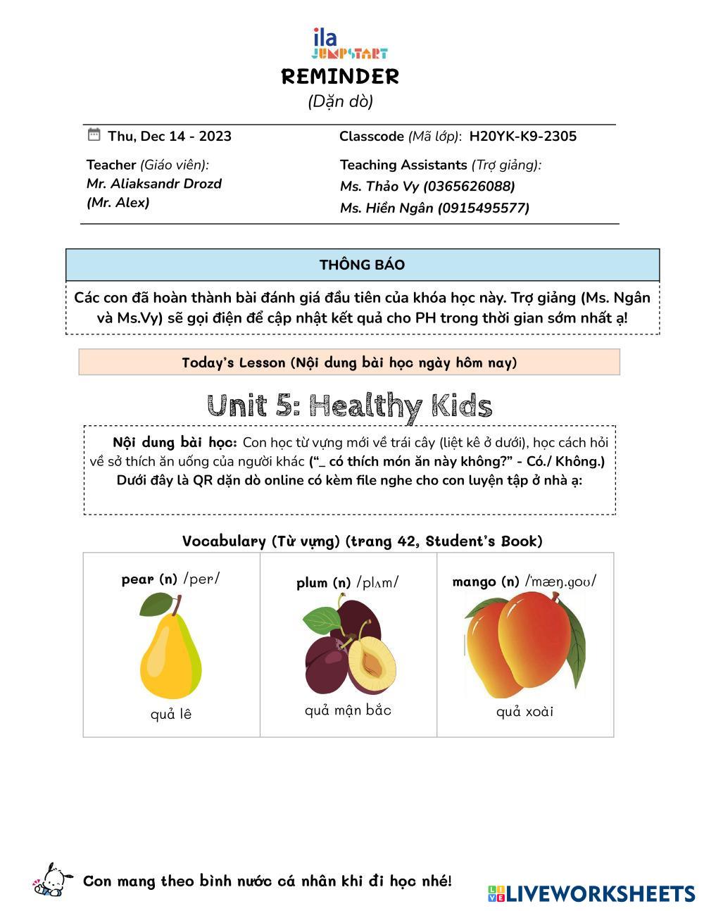 H20YK-K9-2305 - Lesson 21/12/2023 7440244 | Vy Le | Live