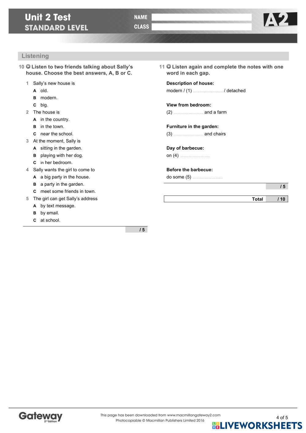 gateway A2 unit… | Free Interactive Worksheets | 7441262