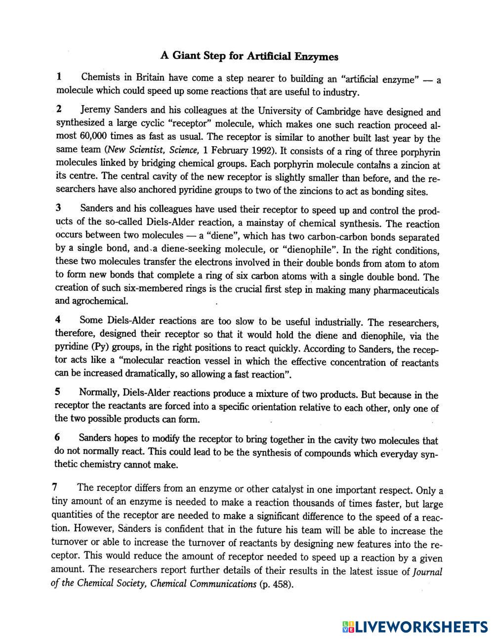 L2- Reading - mini test 1 | Live Worksheets