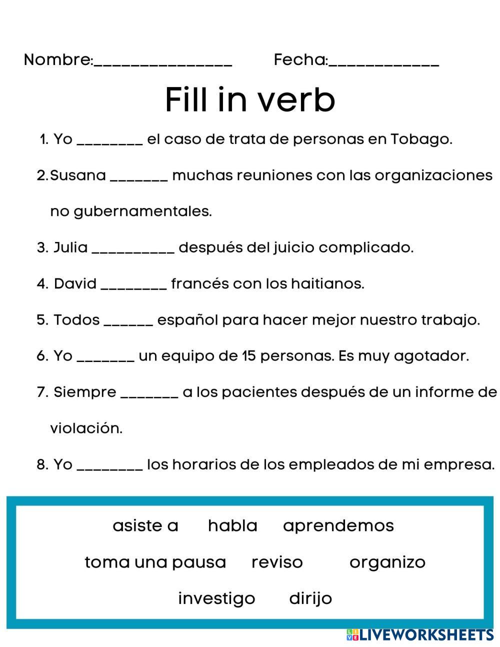 7442417 | Work duties | ARIFA SATNARINE | LiveWorksheets