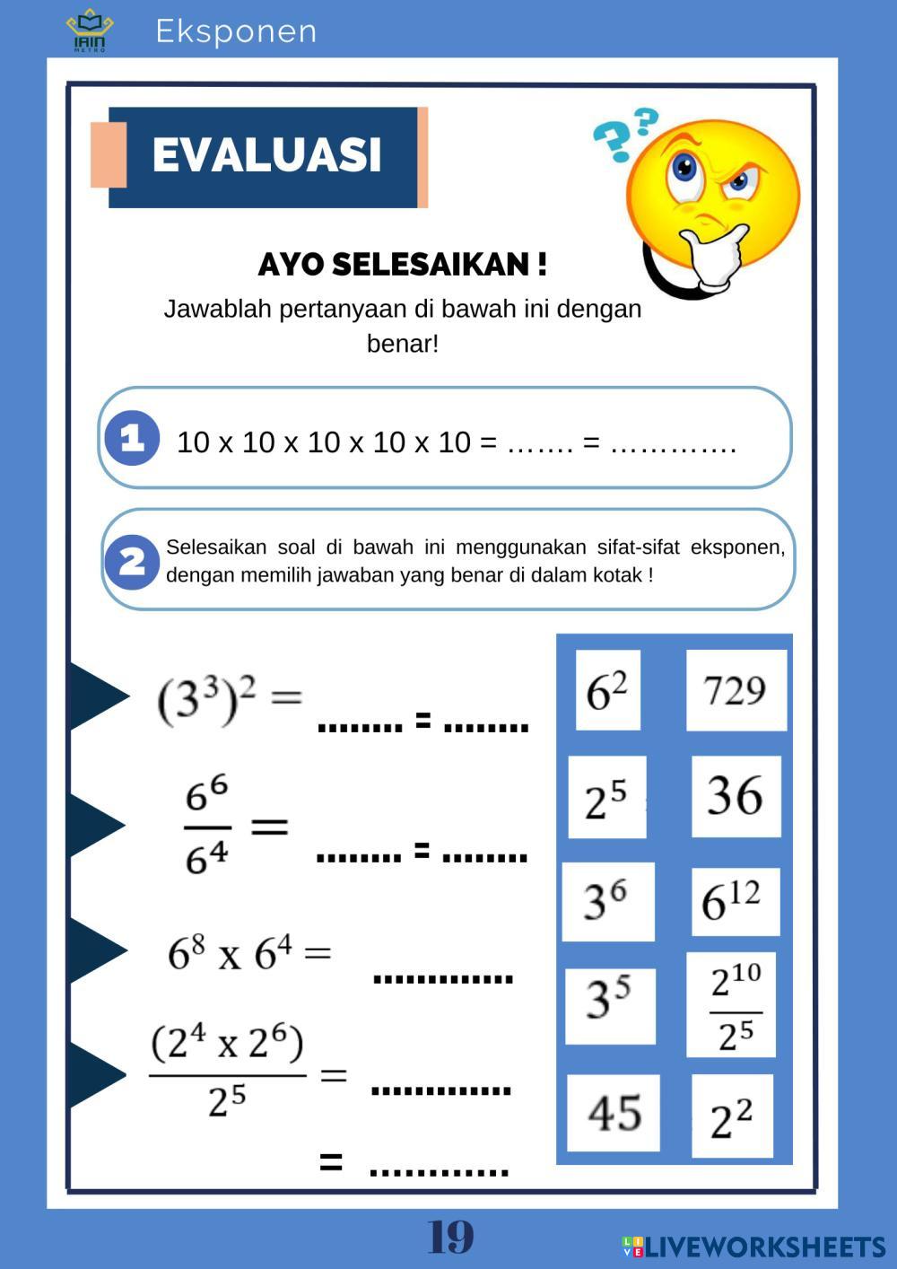 KEGIATAN 2 LEMBAR KERJA PESERTA DIDIK (LKPD) EKSPONEN X SMA/SMK | Live ...