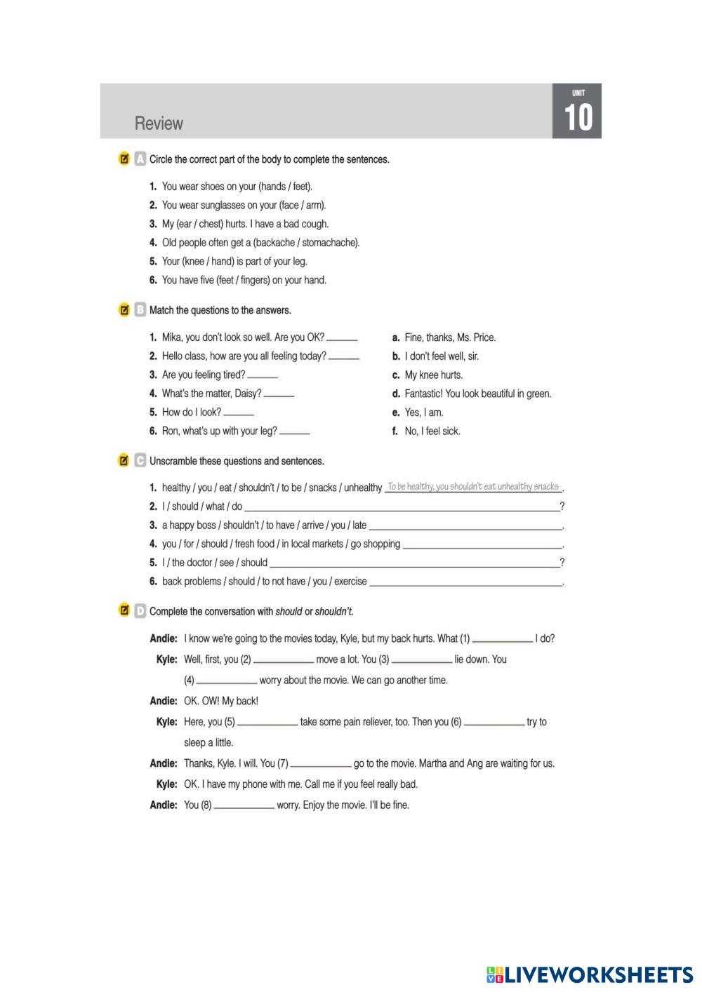 UNIT 10 WORKBOO… | Free Interactive Worksheets | 7448969