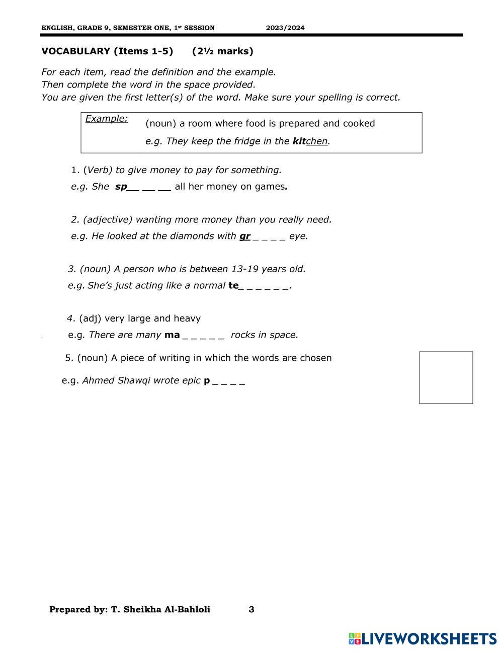 Gr9 Mock exam | Free Interactive Worksheets | 7449221
