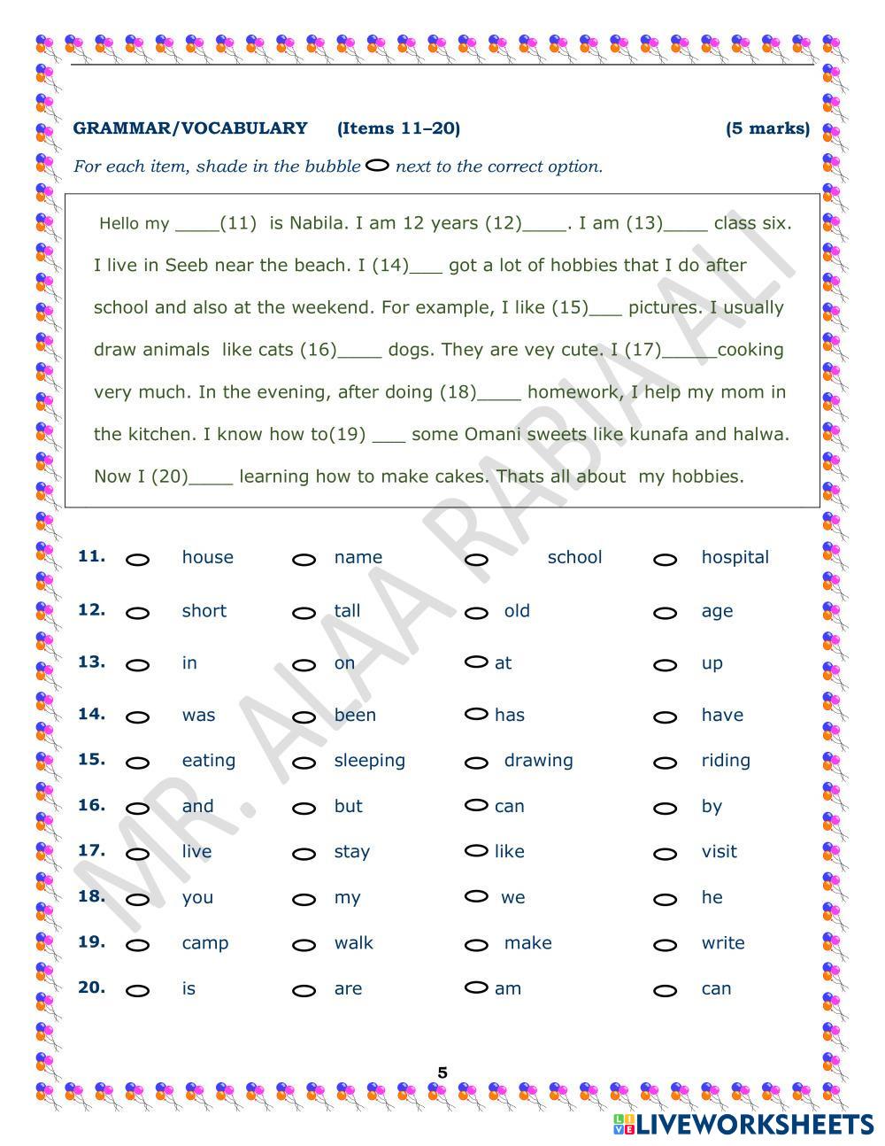 GRADE 6 MOCK EX… | Free Interactive Worksheets | 7450263