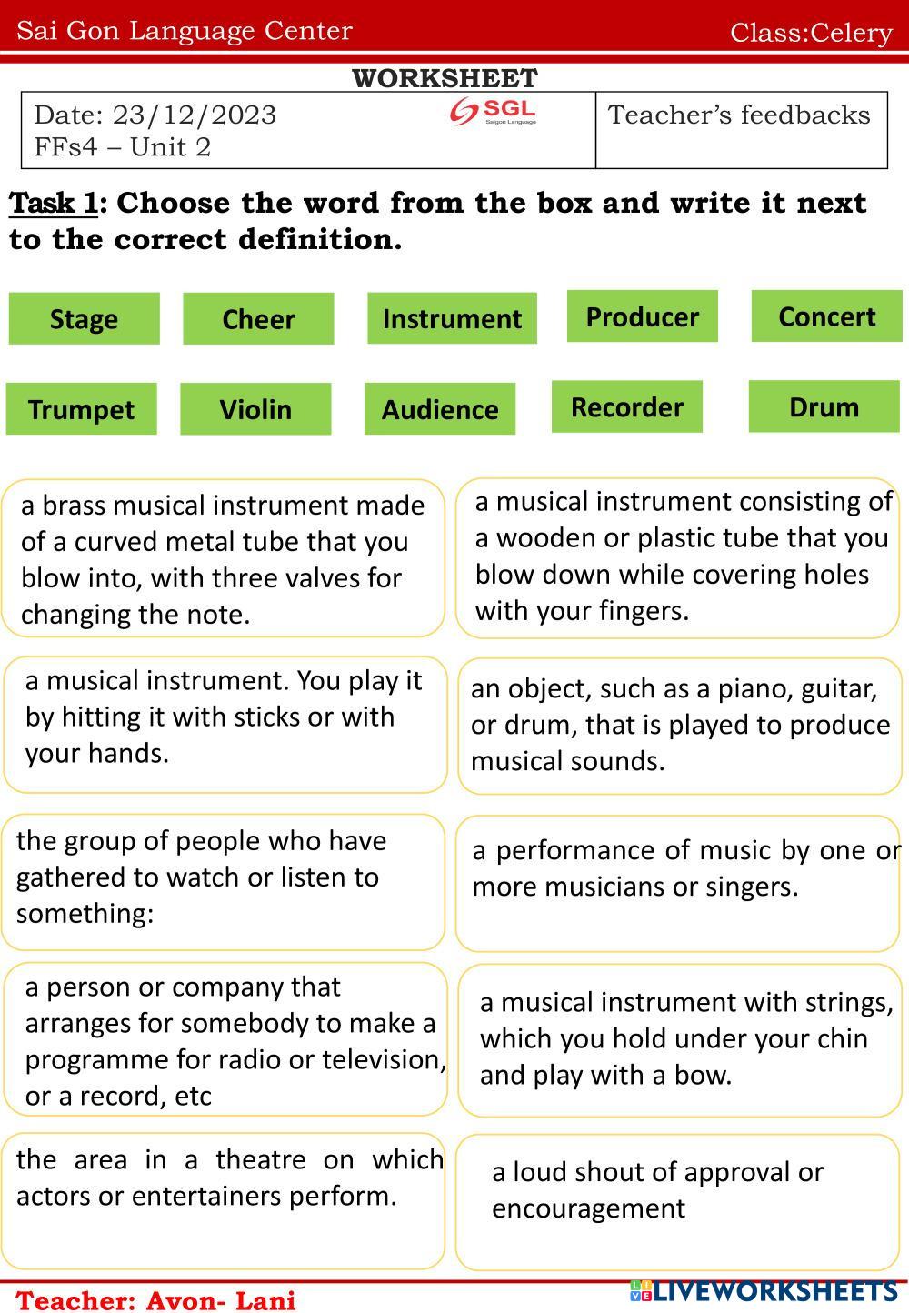 celery | Live Worksheets