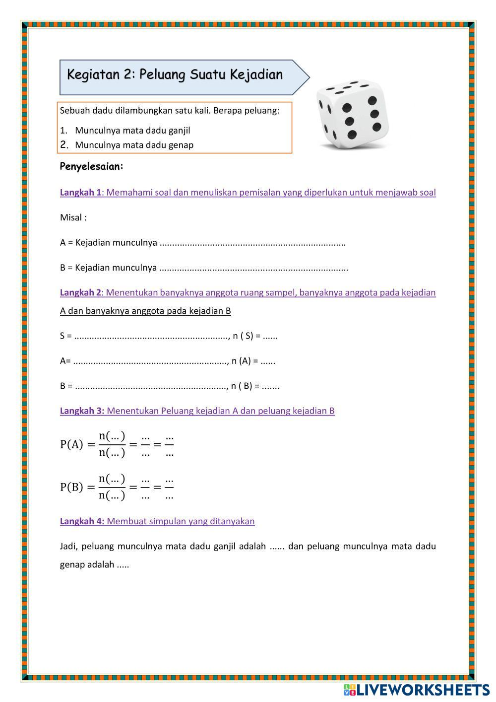 Peluang | Live Worksheets