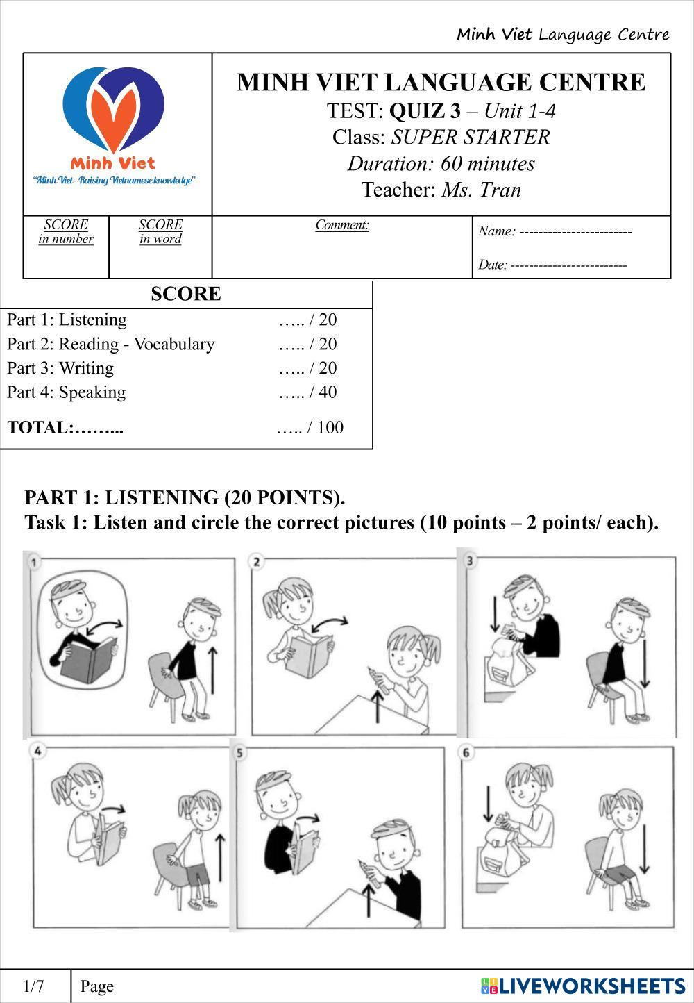 QUIZ 1 SUPER MI… | Free Interactive Worksheets | 7455643