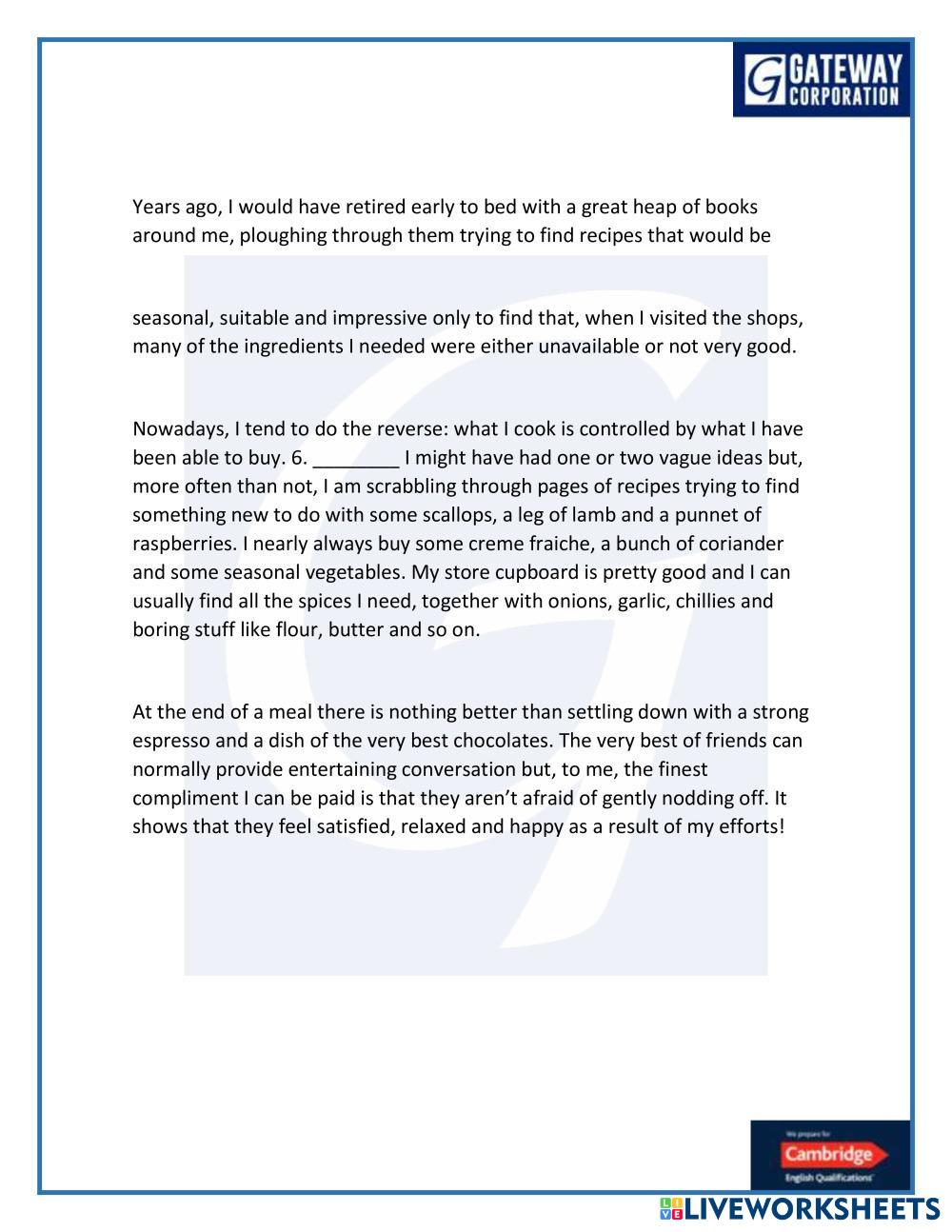 CAMBRIDGE FCE –… | Free Interactive Worksheets | 7456245