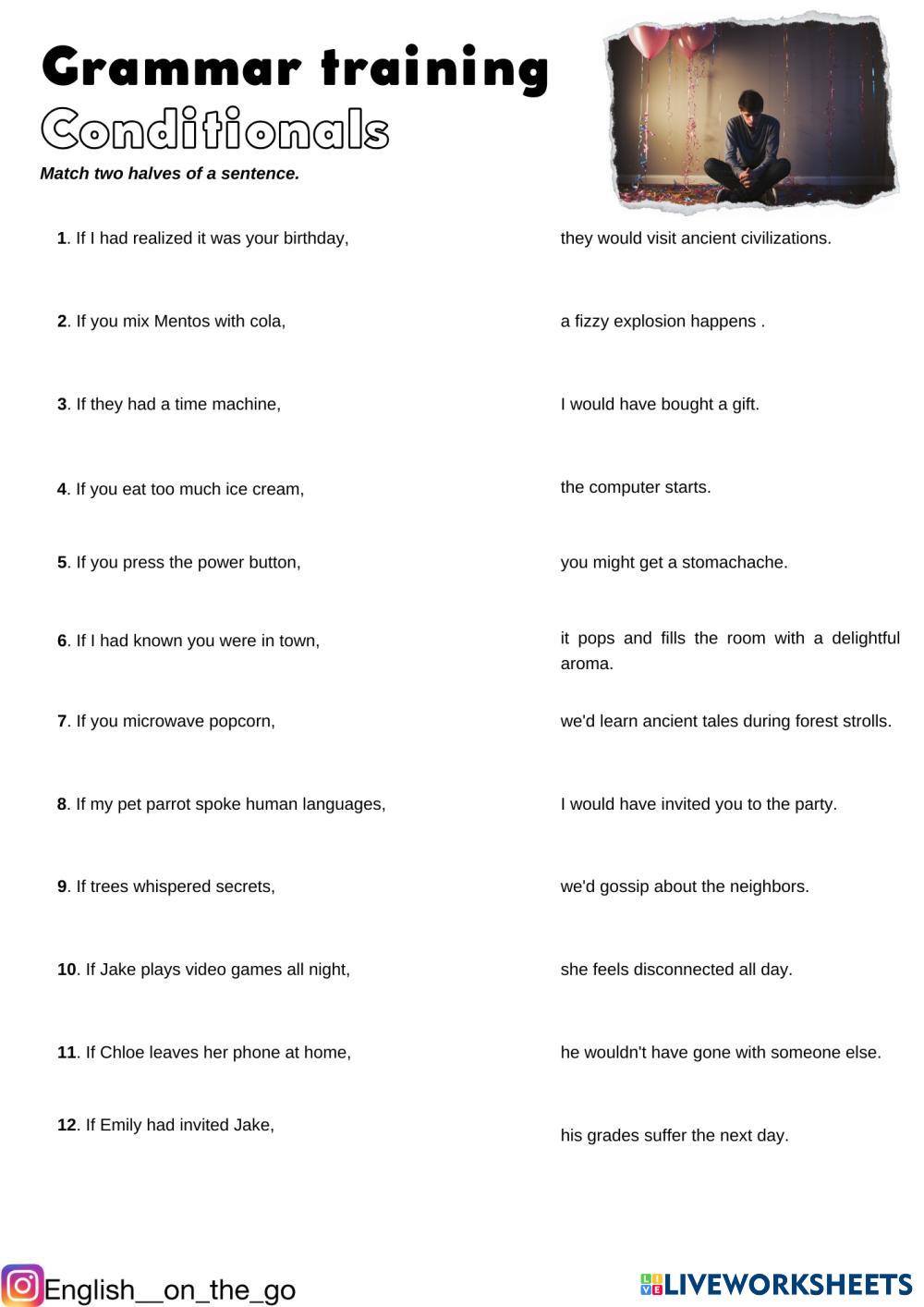 Conditionals | Free Interactive Worksheets | 7458979