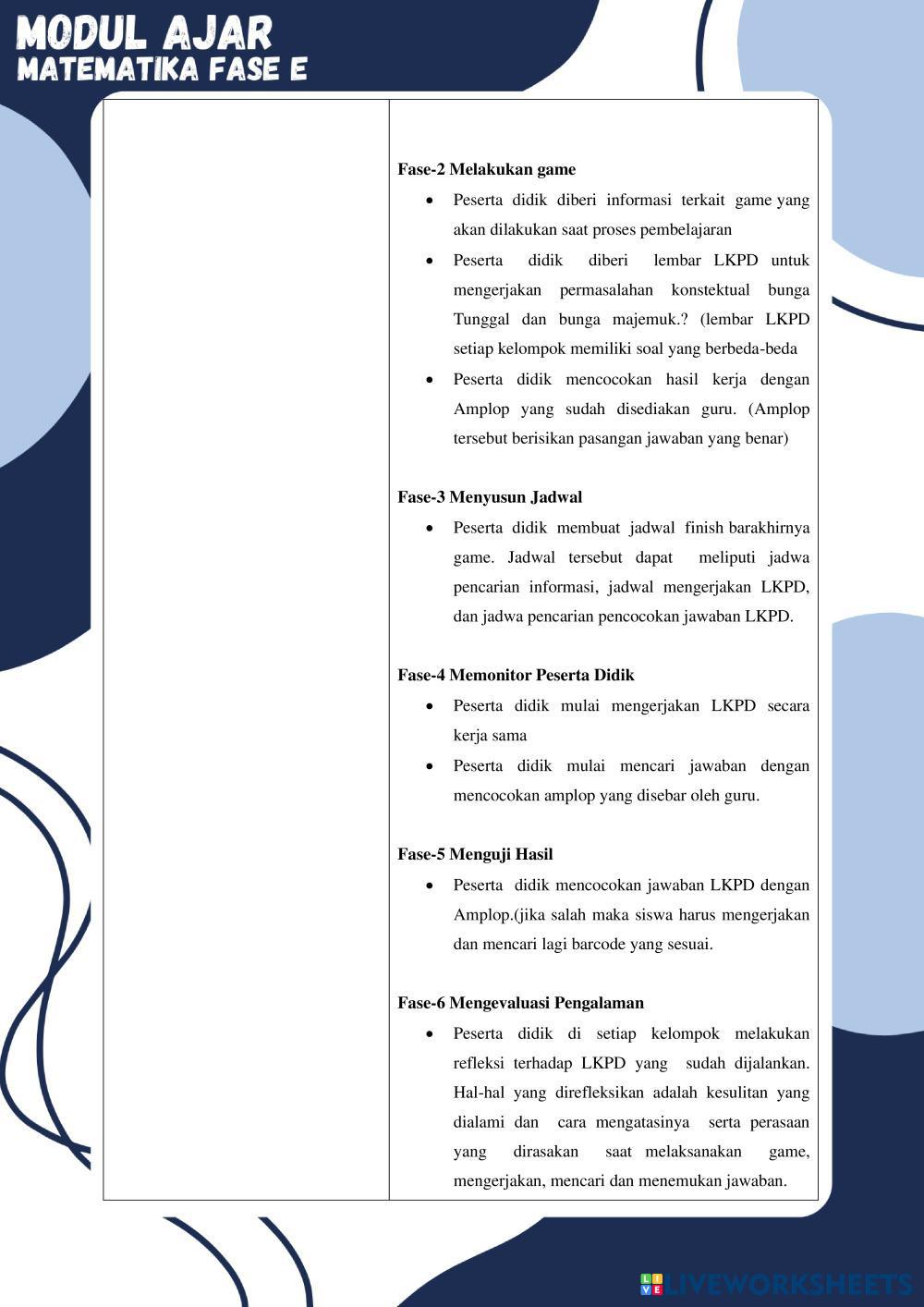 Modul Bunga Tun… | Free Interactive Worksheets | 7461175