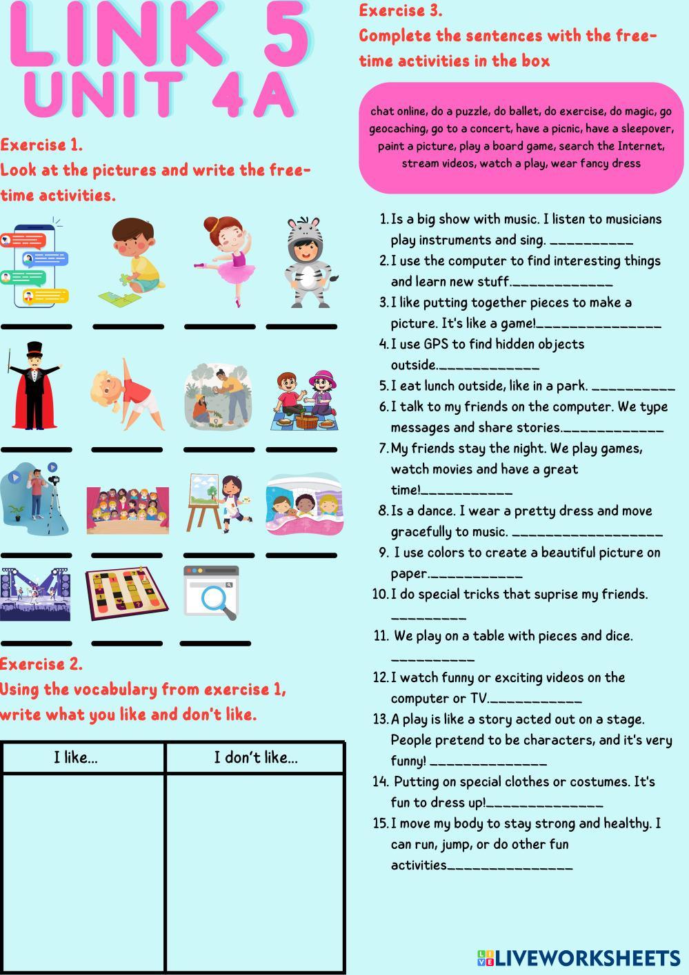 Link 5 Unit 4a … | Free Interactive Worksheets | 7462031