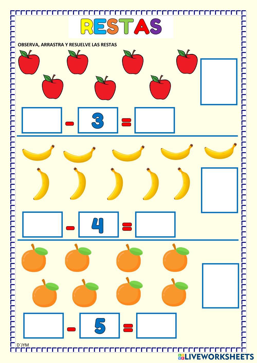 Restas sencillas | Free Interactive Worksheets | 7462797
