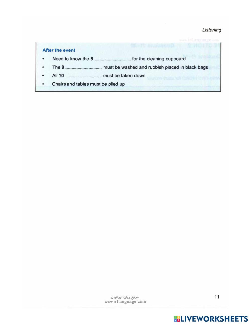 IELTS 11 - LIS TEST 1 | Live Worksheets