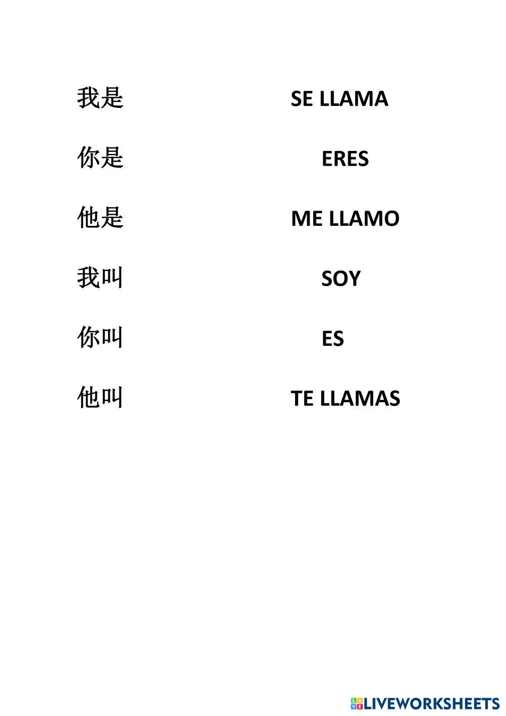 SER Y LLAMARSE | Live Worksheets
