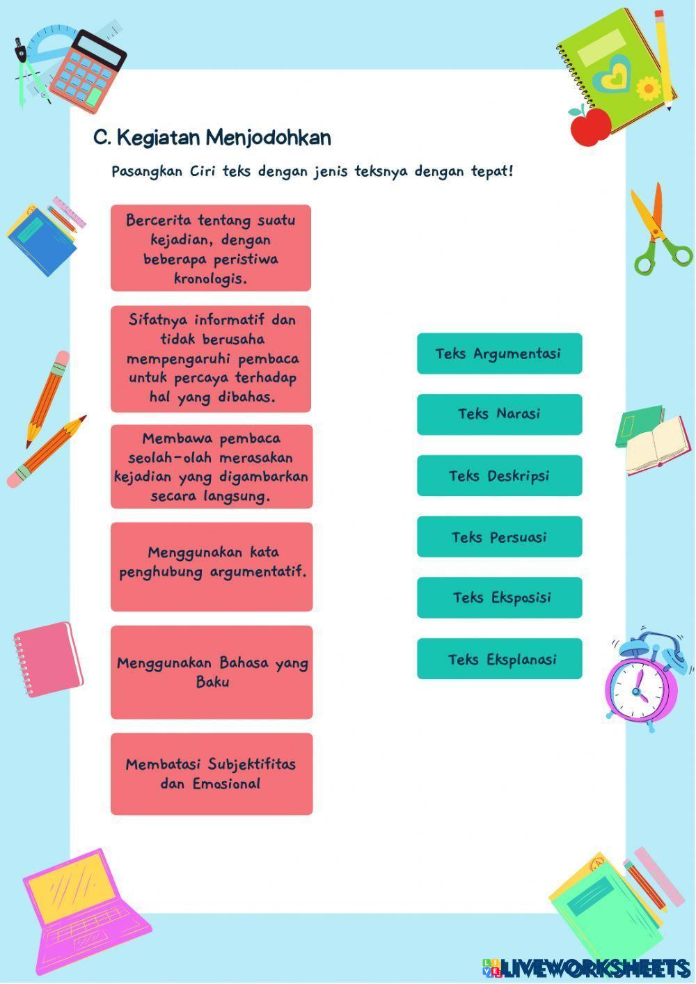 Jenis-jenis Teks | Free Interactive Worksheets | 7469351