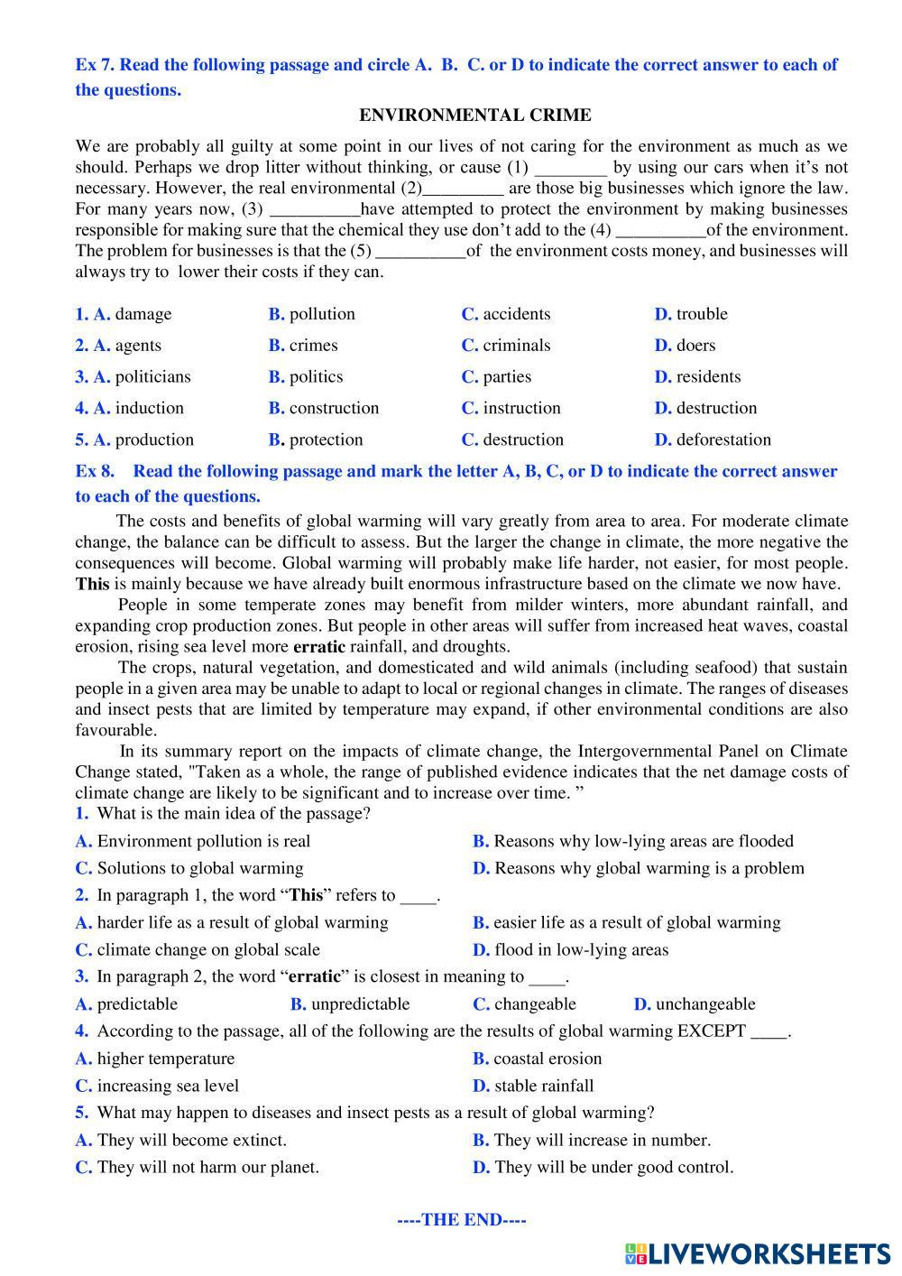 UNIT 5. GLOBAL WARMING | Live Worksheets