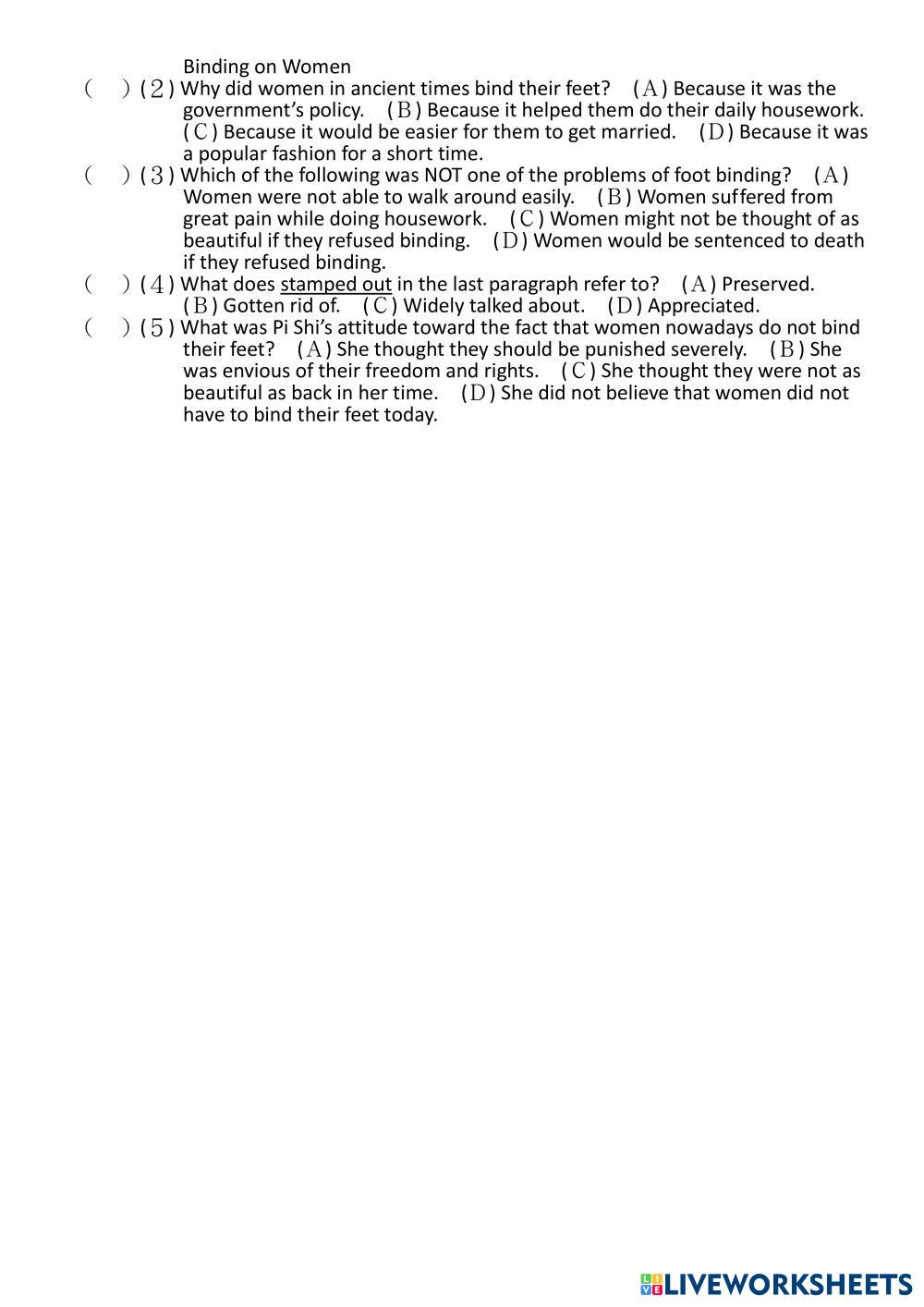 Reading comprehension 01-03 | Live Worksheets