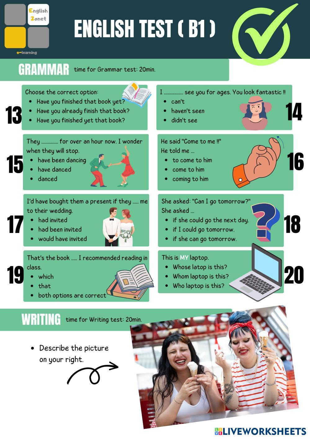 English test (b1) | Live Worksheets