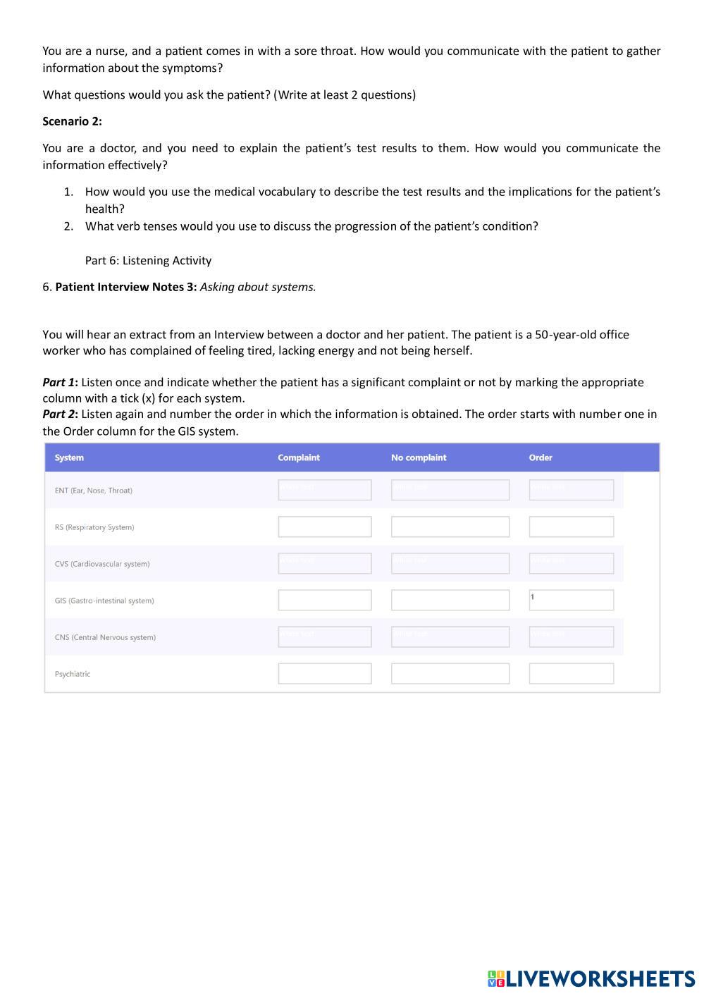 Medical English Test | Live Worksheets