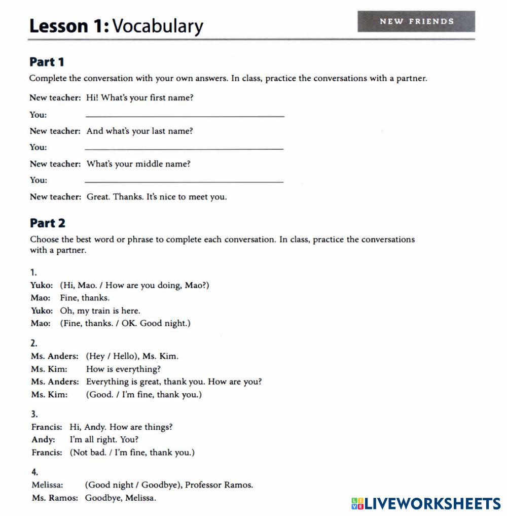 Communicate Class | Live Worksheets