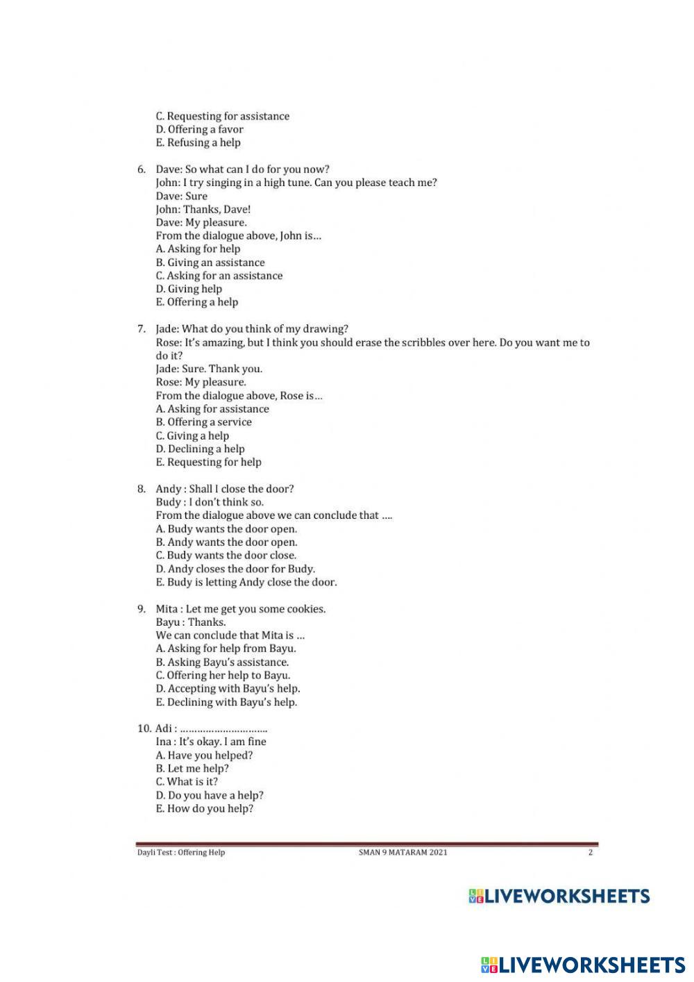 7112038 | Offering Help | Dewi Krisna Y | LiveWorksheets