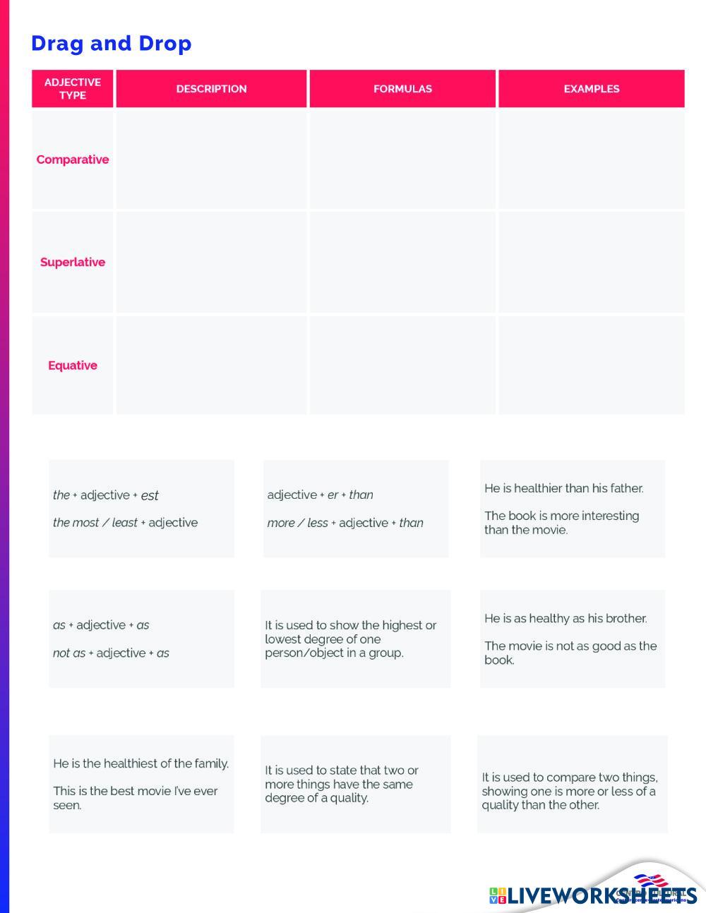 Adjective Types | Live Worksheets