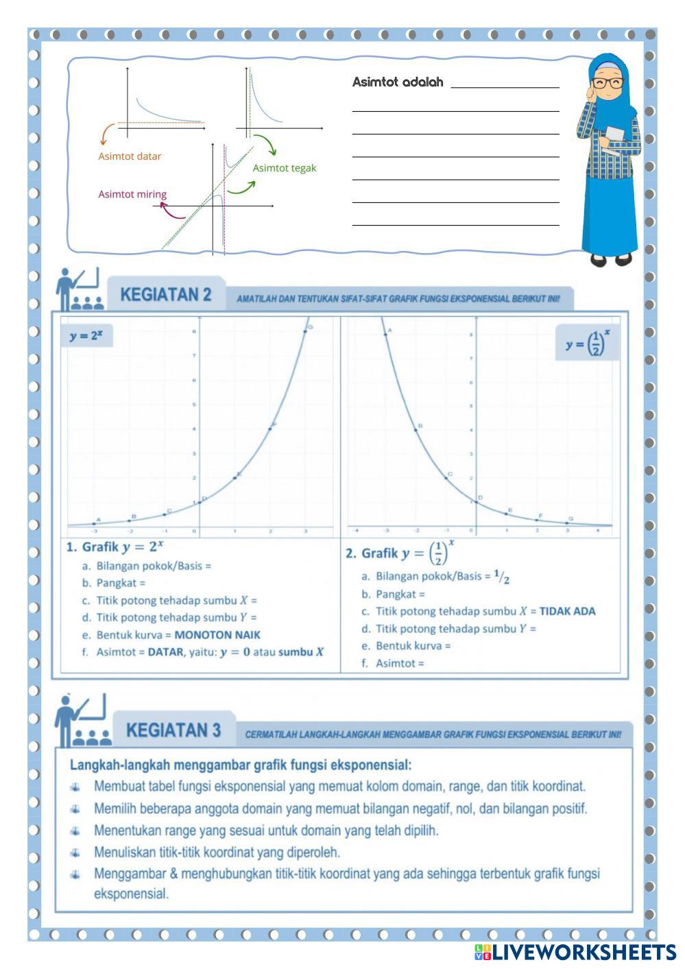 WORKSHEET GRAFIK FUNGSI EKSPONEN | Live Worksheets
