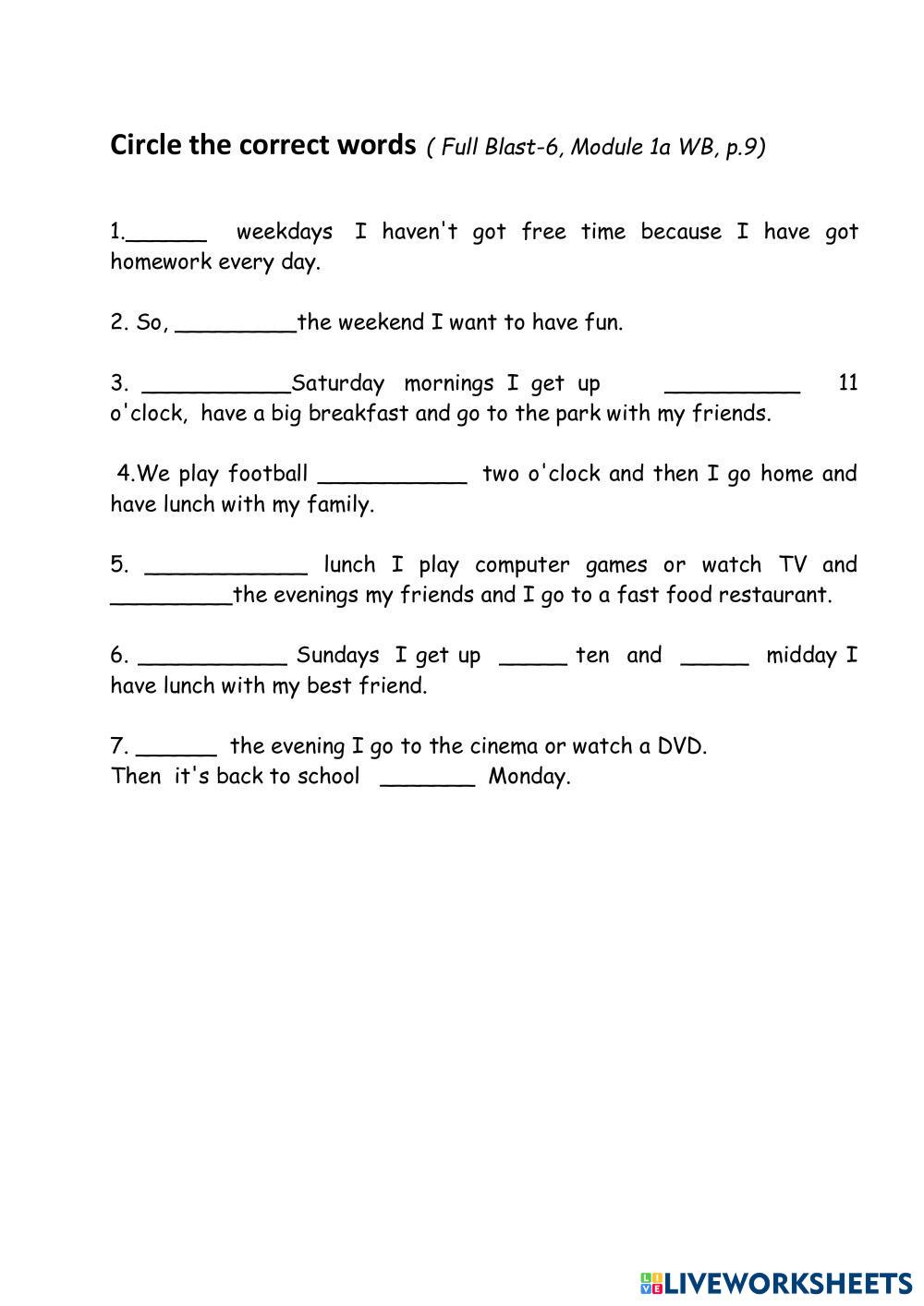 7117373 | Circle the correct words (Prepositions)