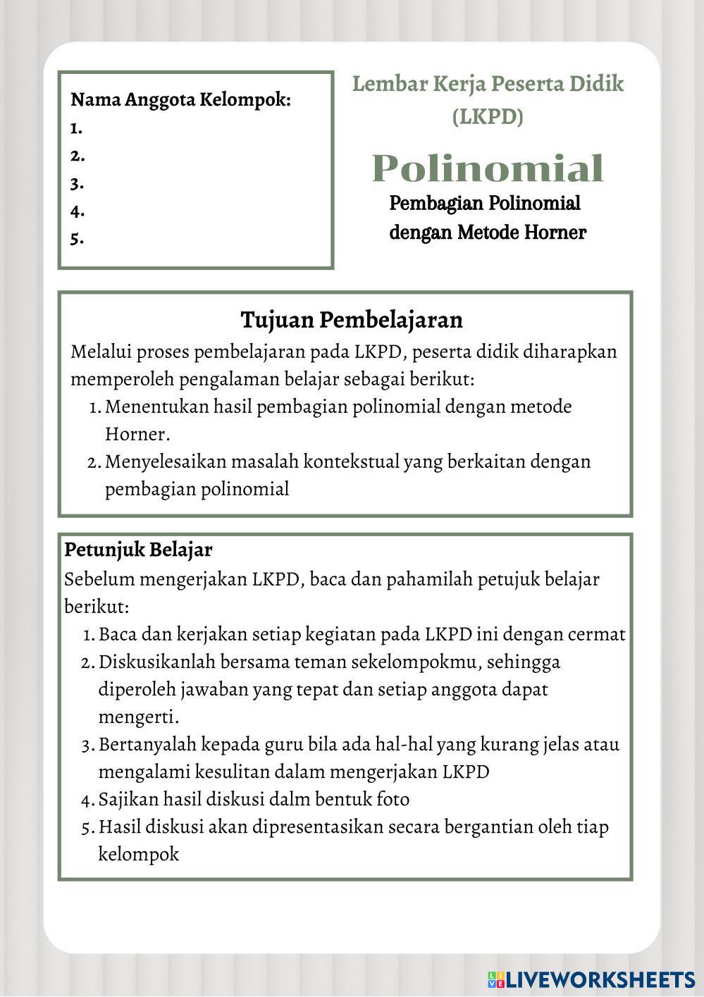 7118212 | Pembagian Polinomial Metode Horner