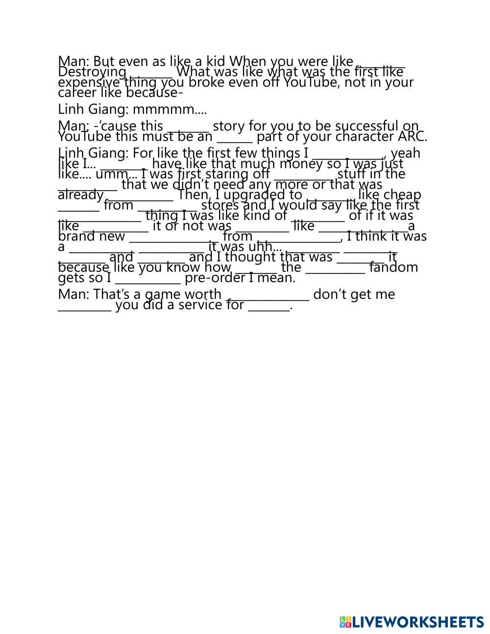 Linh Giang's Origin Story - Listening test! | Live Worksheets