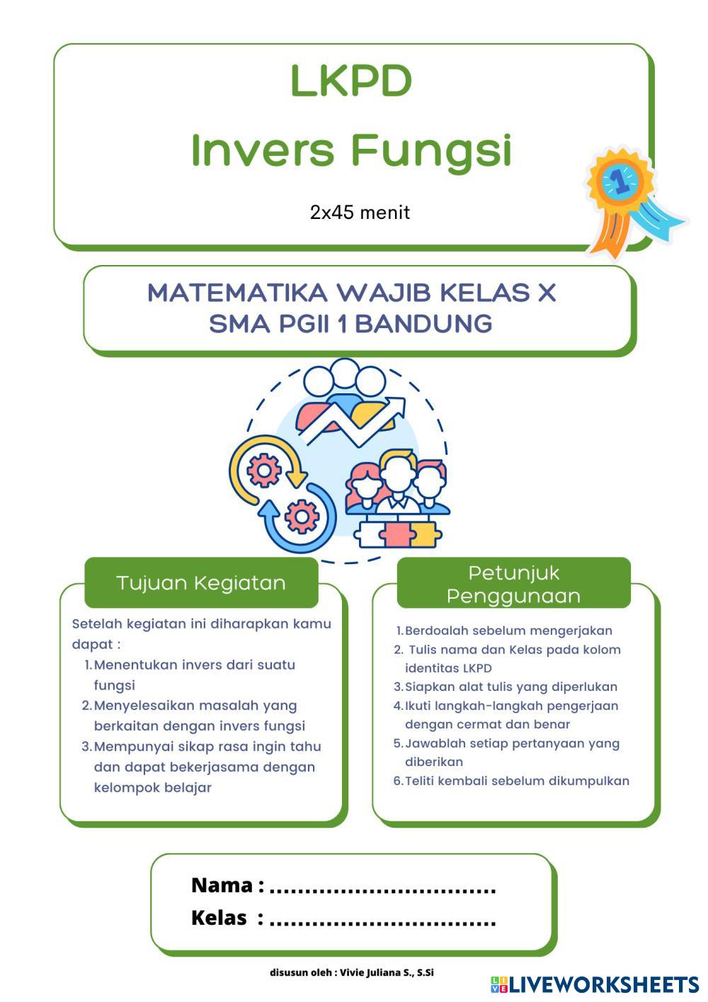 LKPD Fungsi Invers | Live Worksheets