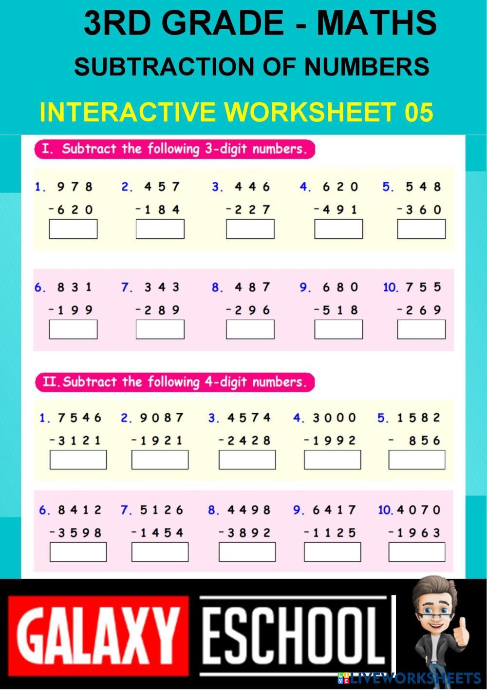 3rd-maths-ps05-subtraction of numbers-Galaxy