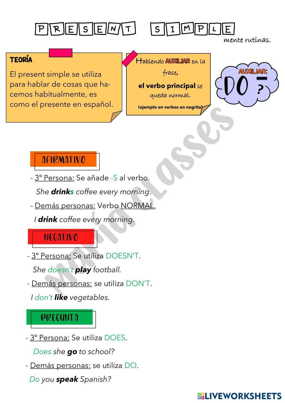 Theory. Present simple. | Live Worksheets