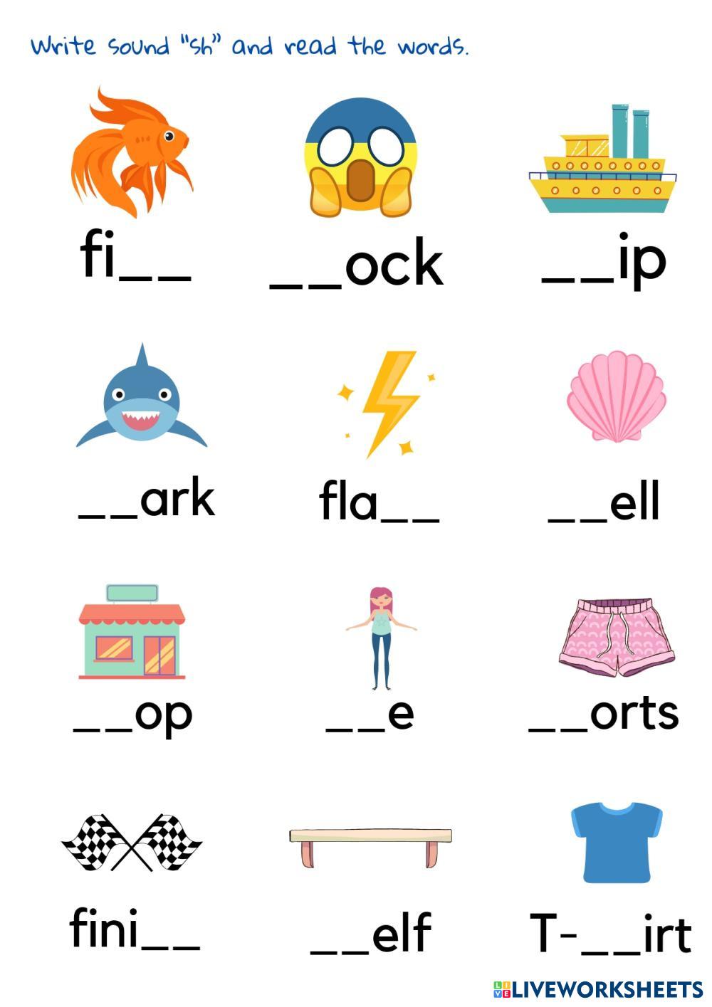 Write sound "sh" and read the words 7120398 | Дарья С