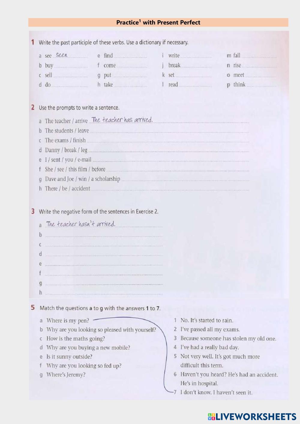 Present Perfect Tense Interactive Worksheet Presente Perfecto ... Present Perfect Tense Interactive Worksheet Presente Perfecto ...