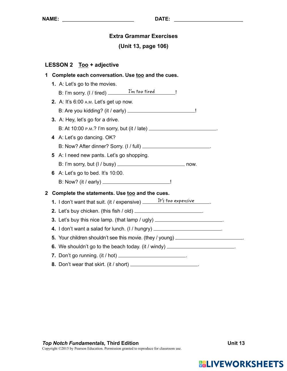 7121054 | Too + adjectives | ceyo1024 | LiveWorksheets