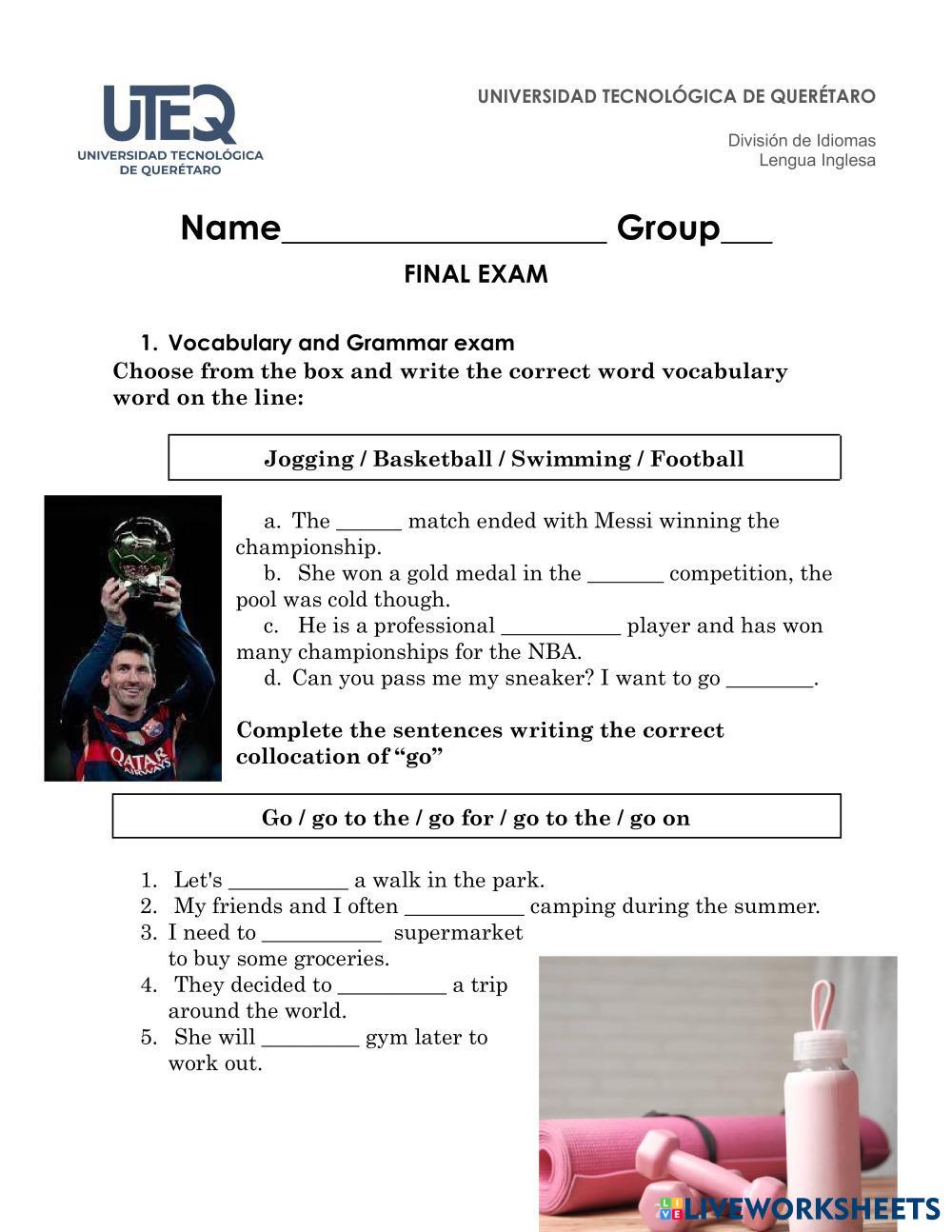 Final Exam | Live Worksheets