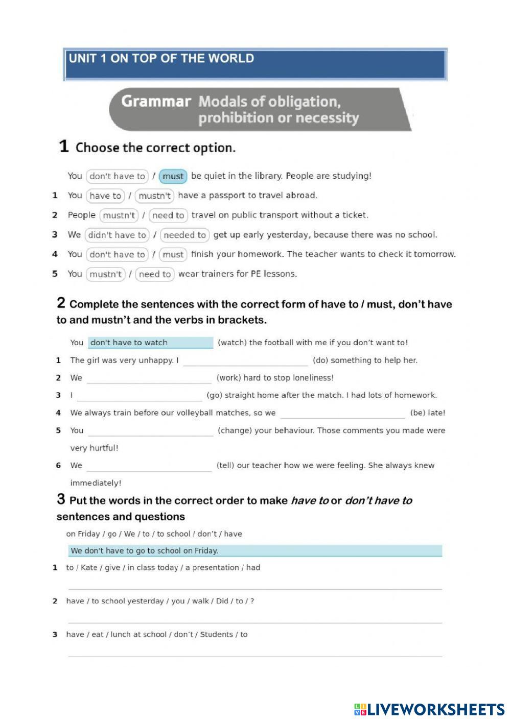 modal verbs | Live Worksheets
