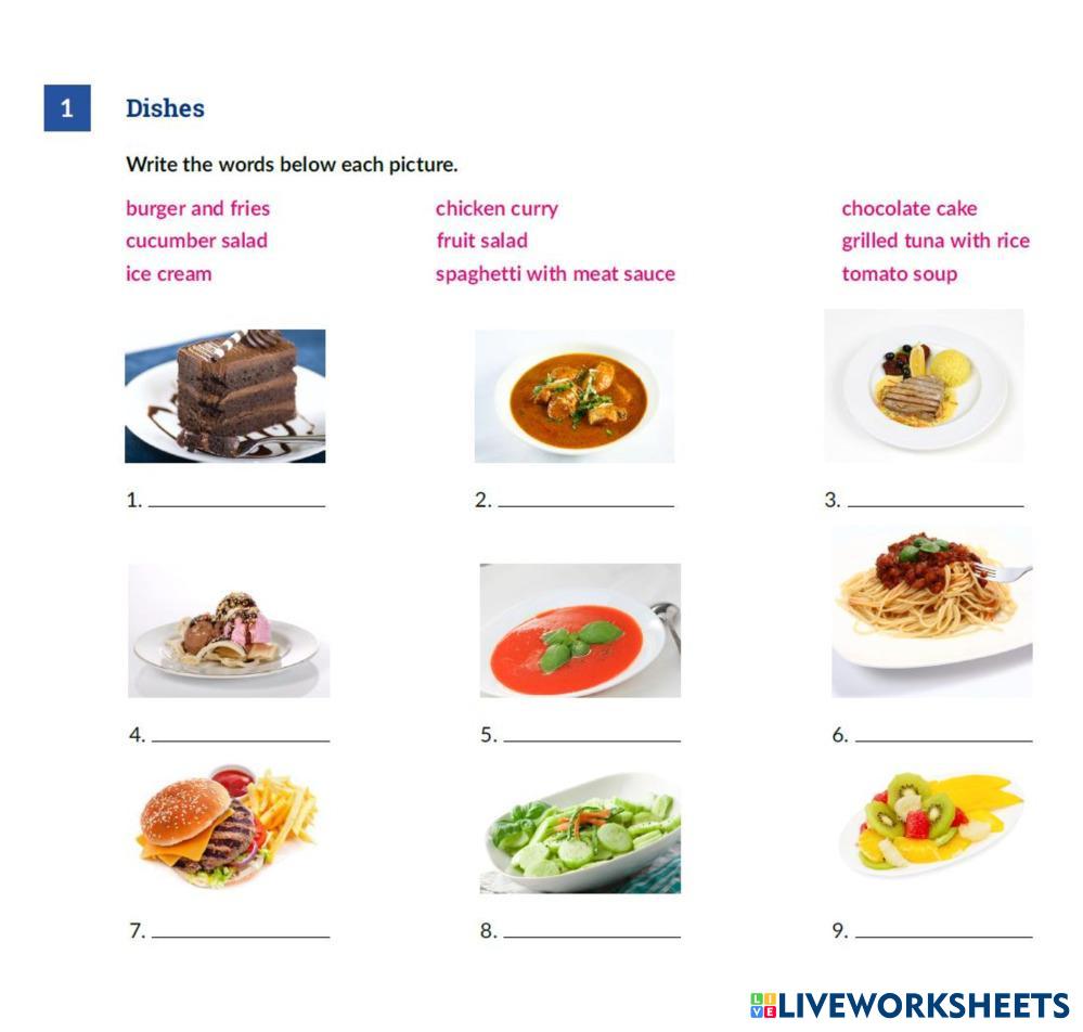 7123028 | Dishes | Luciana Silvestre | LiveWorksheets