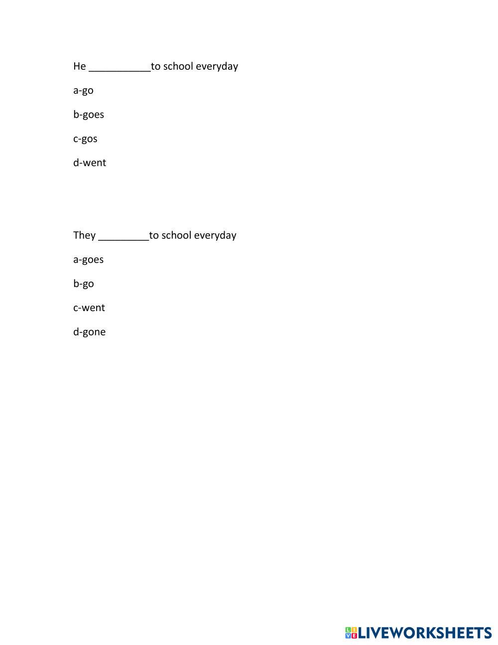 present simple | Live Worksheets