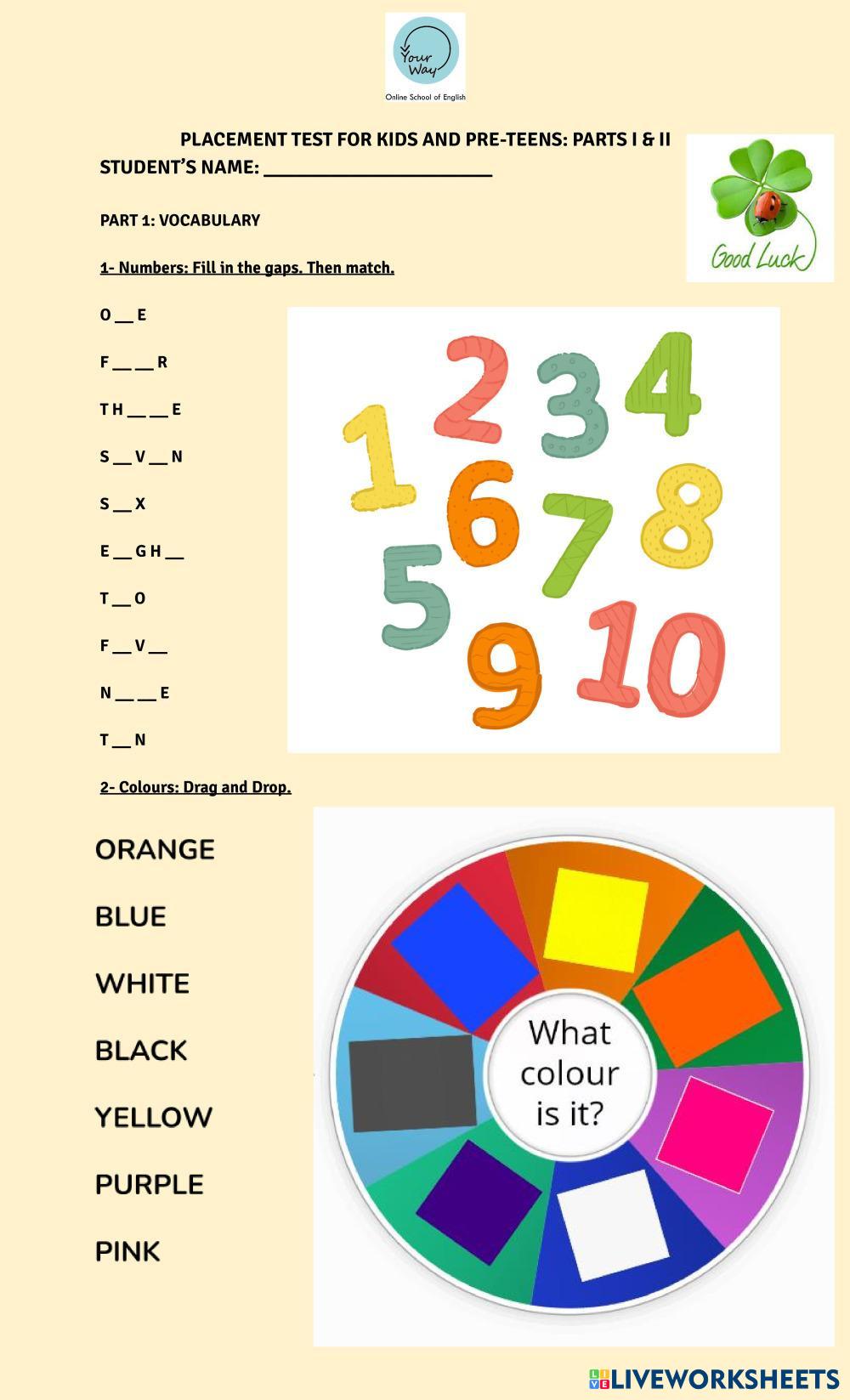 PLACEMENT TEST | Live Worksheets